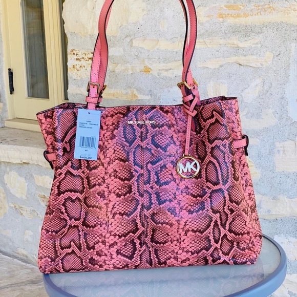 Michael Kors | Bags | Nwt Michael Kors Snake Print Embossed Leather Bag ...